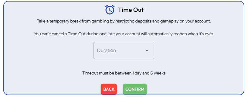 Setting a Time Out – BingoPlus